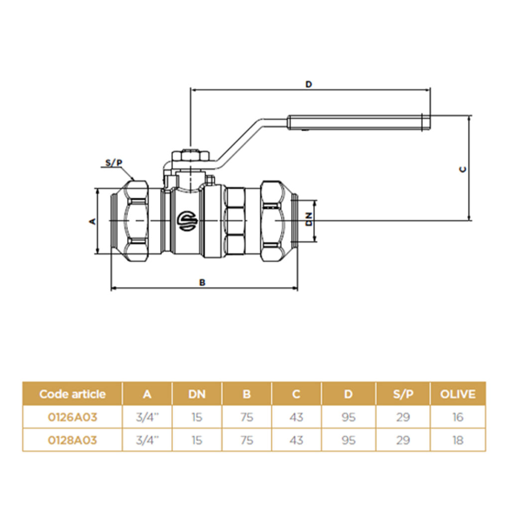 Vanne BS MM avec olive - SCPS.tn